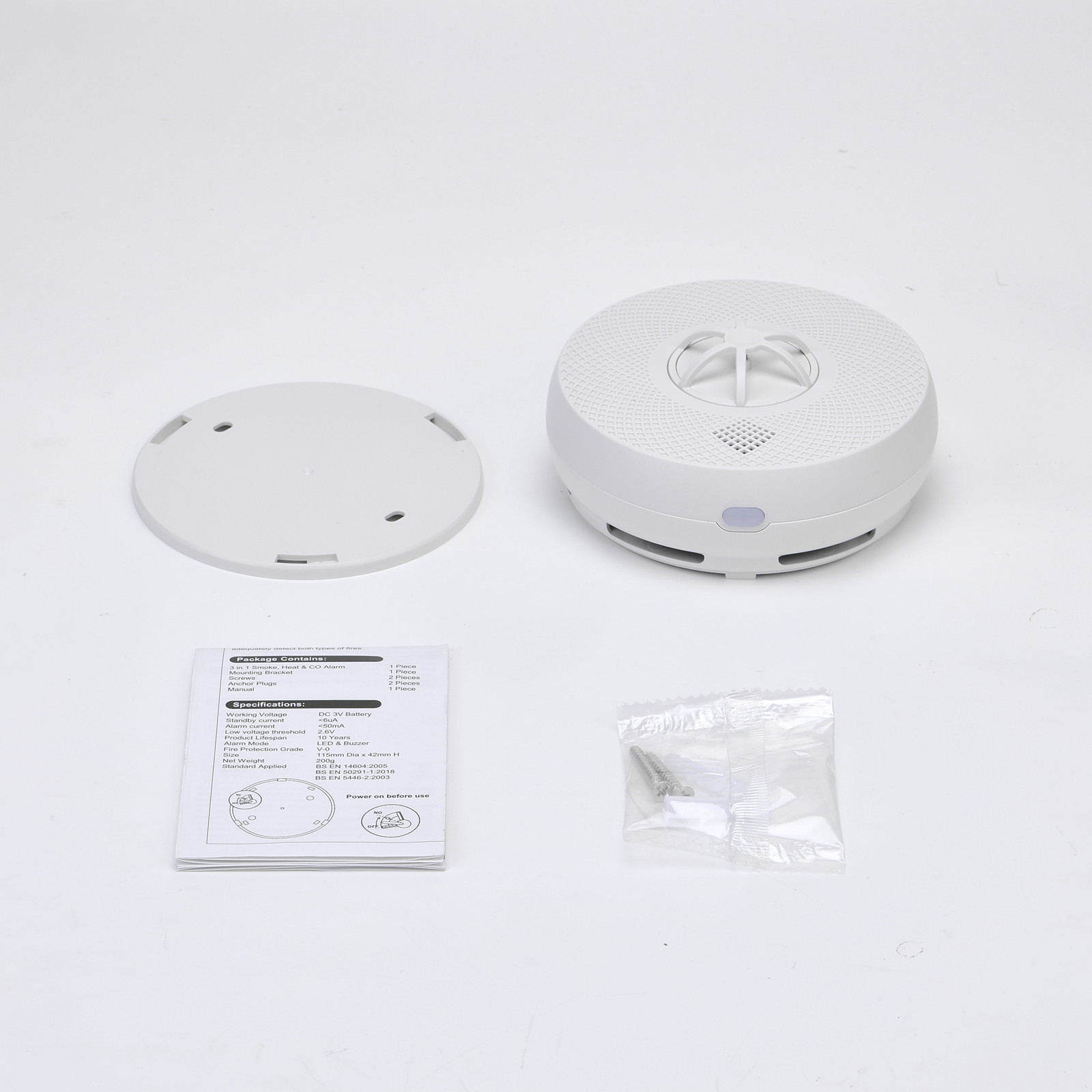 SAFE-TECH Interlinked Multi-Sensor Smoke, Heat and CO Detector With 10 Years Tamperproof Battery ...